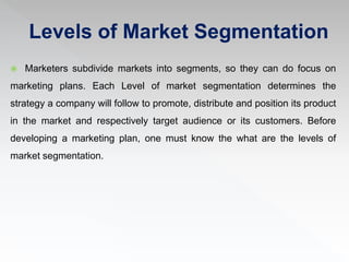 Levels and Pattern of Market Segmentation | PPTX