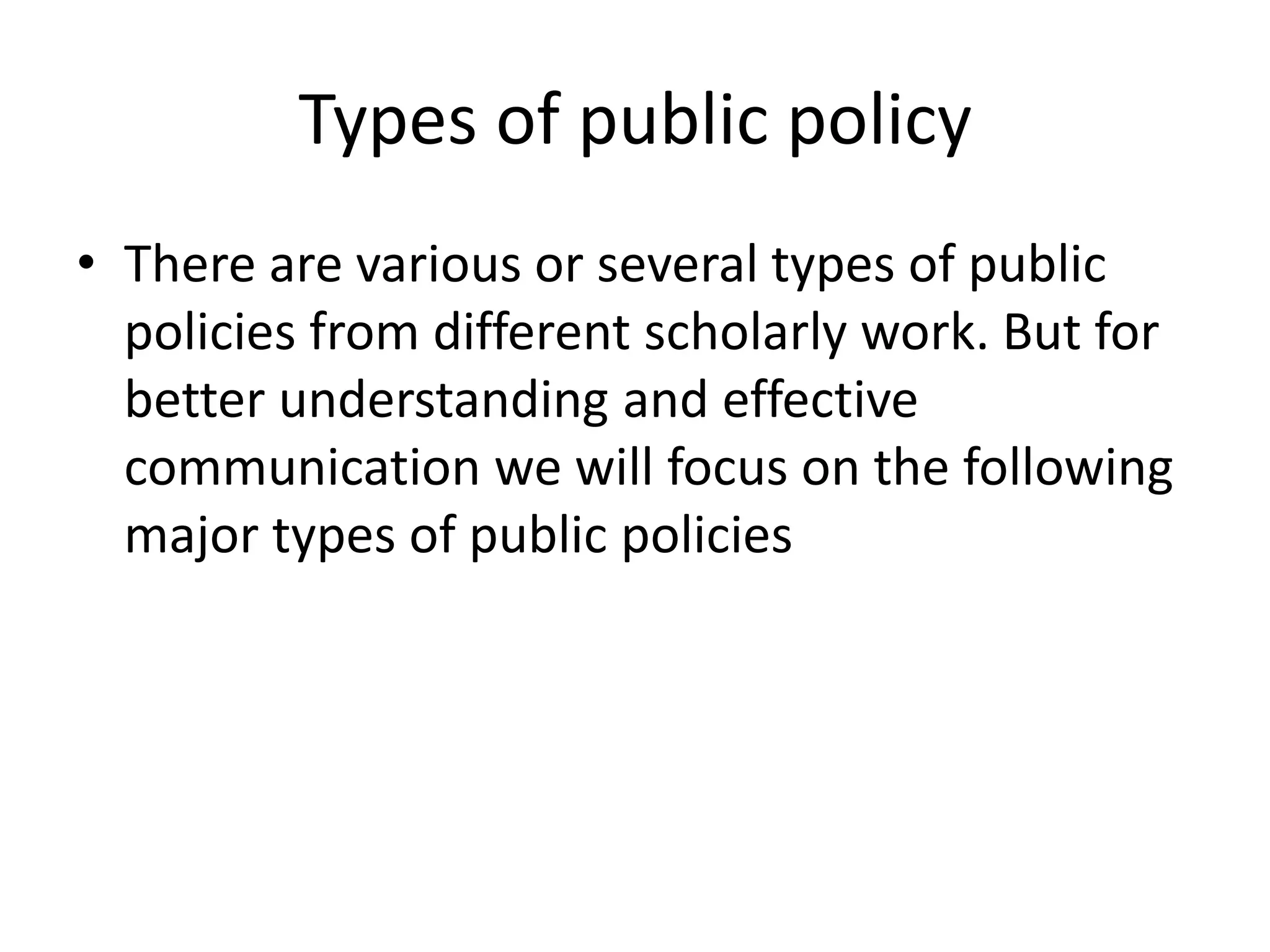 Levels and typologies of public policy | PPTX