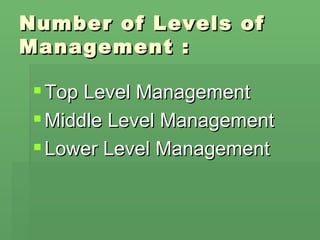 Levels & functions of managements | PPT