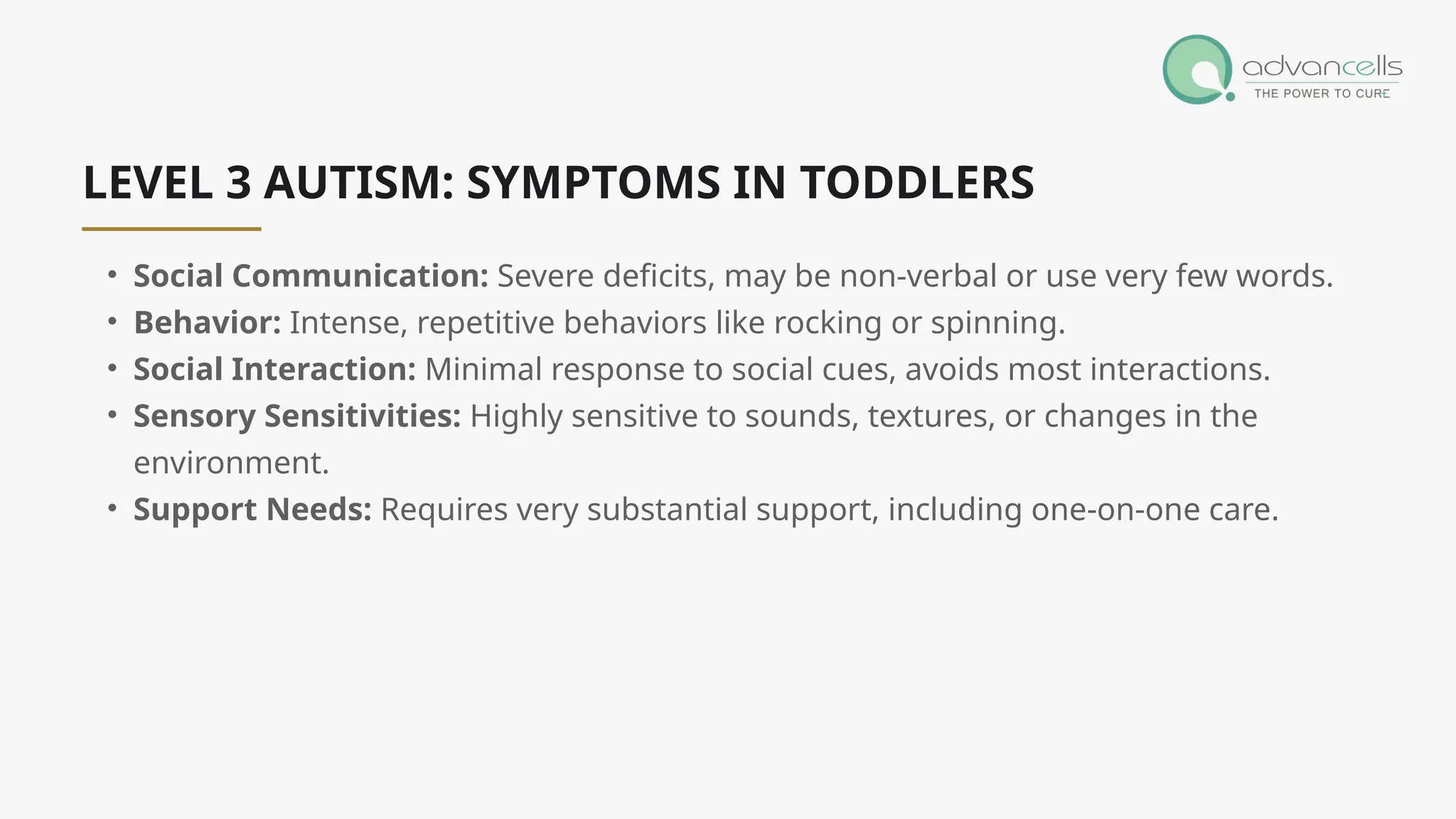 Levels of Autism Spectrum Disorder || Advancells | PPTX