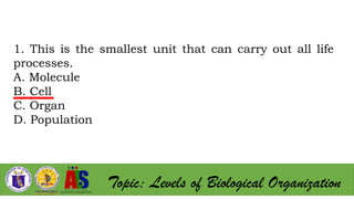 Levels of Biological Organization in Living Organisms | PPTX
