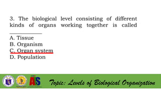 Levels of Biological Organization in Living Organisms | PPTX