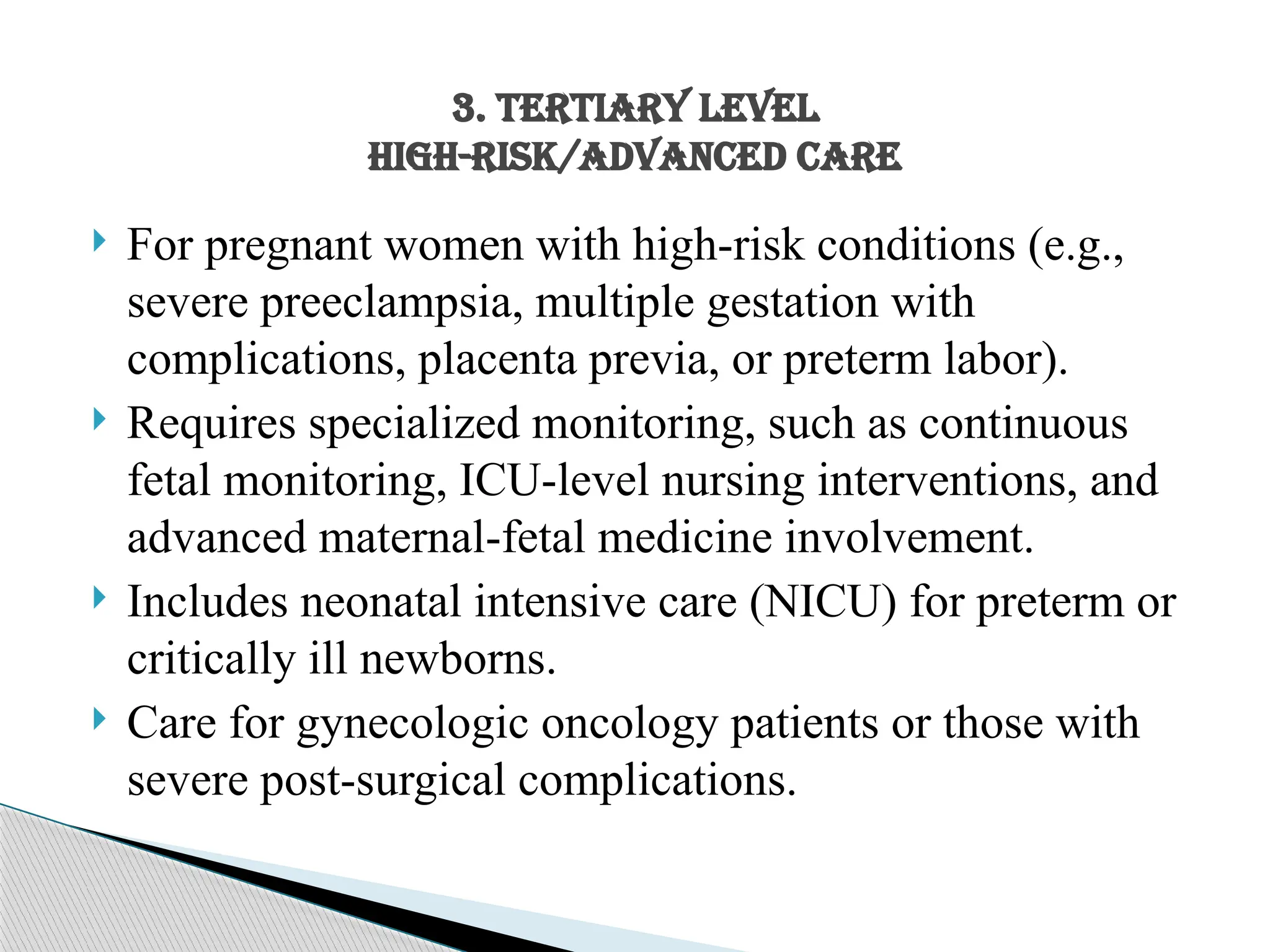 LEVELS OF CARE IN OBG NURSING FOR BASIC BSC NURSING STUDENTS | PPTX