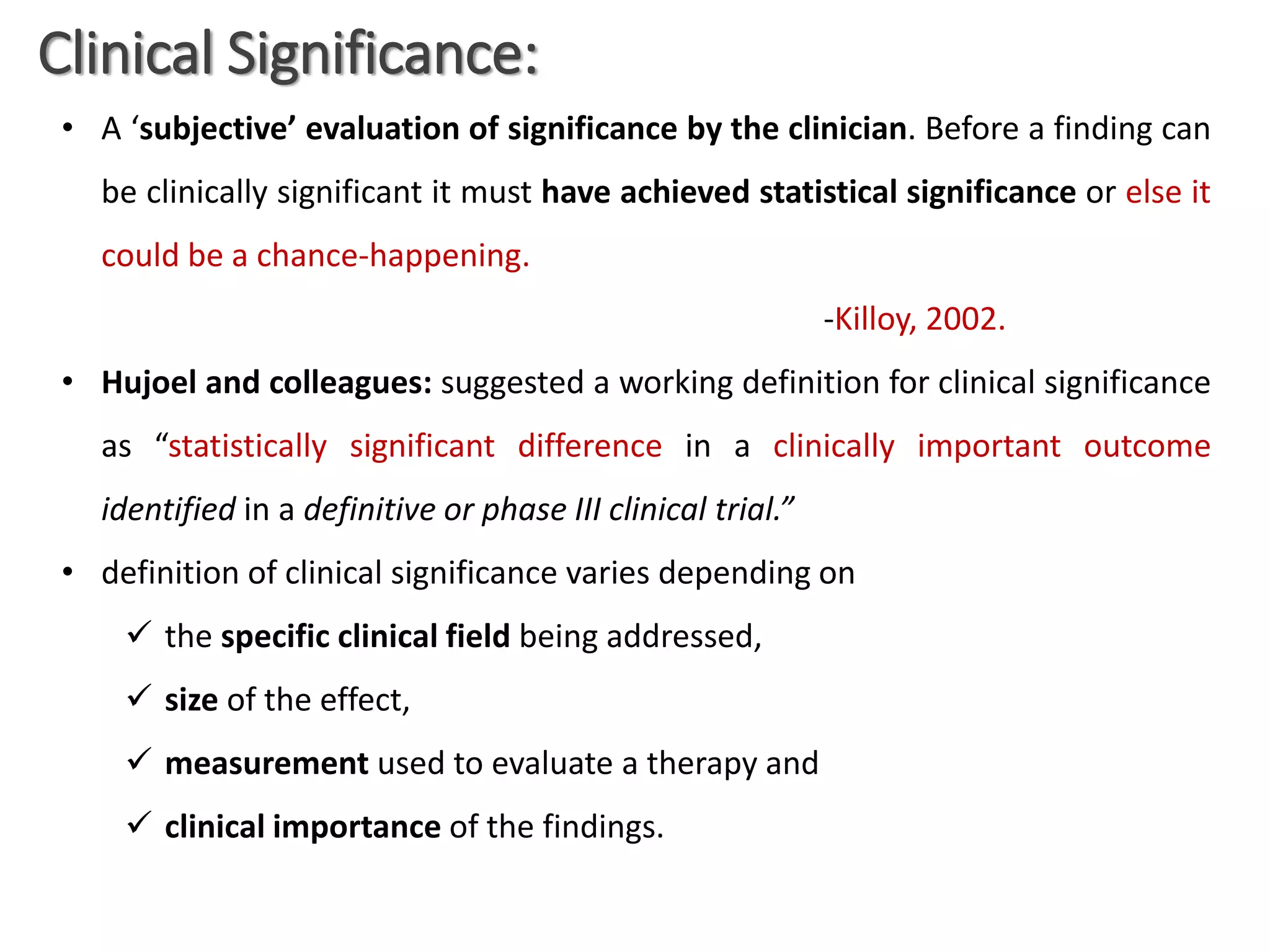 Levels of clinical significance | PPTX
