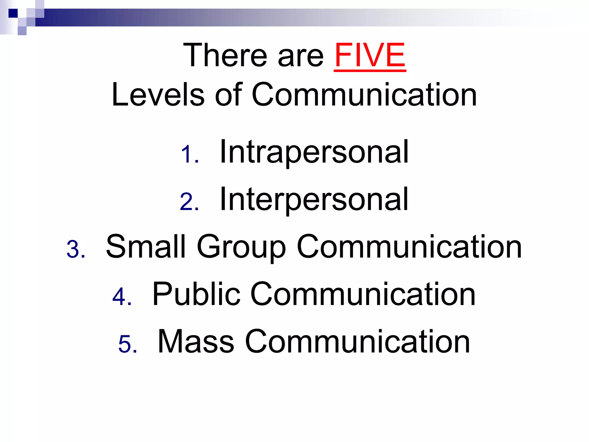 Levels of Communication by140210125014-015 | PPTX