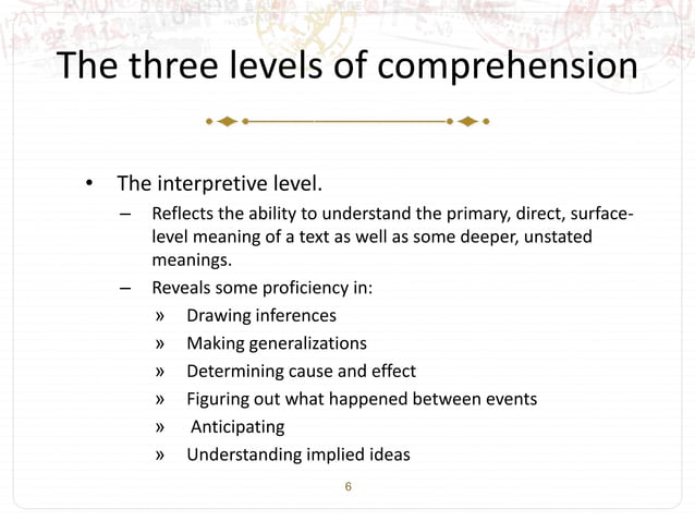 Levels of comprehension-LET Review | PPTX