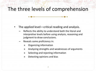 Levels of comprehension-LET Review | PPTX