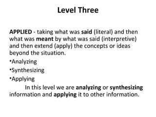 Levels of comprehension | PPT