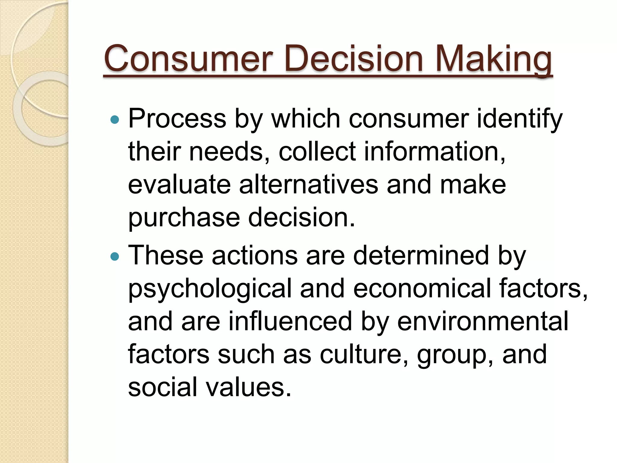 Levels of Consumer Decision making & A model of Consumer Decision ...