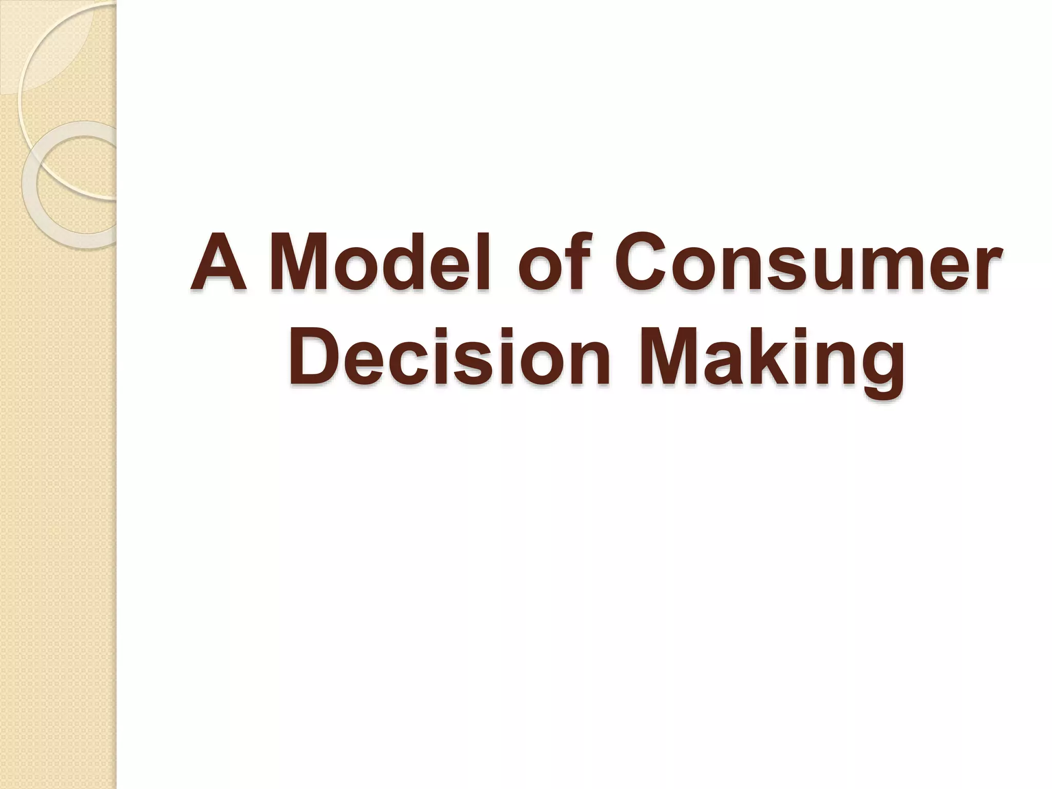 Levels of Consumer Decision making & A model of Consumer Decision ...