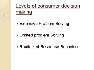 Levels of Consumer Decision making & A model of Consumer Decision making in Consumer Behaviour ...