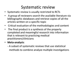 Levels of evidence, recommendations & phases of | PPTX