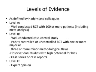 Levels of evidence, recommendations & phases of | PPTX