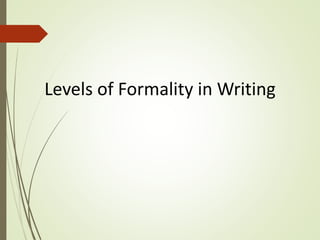 Writing - Formality & Audience | PPTX