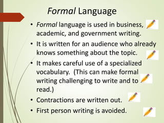Writing - Formality & Audience | PPTX