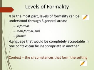 Writing - Formality & Audience | PPTX