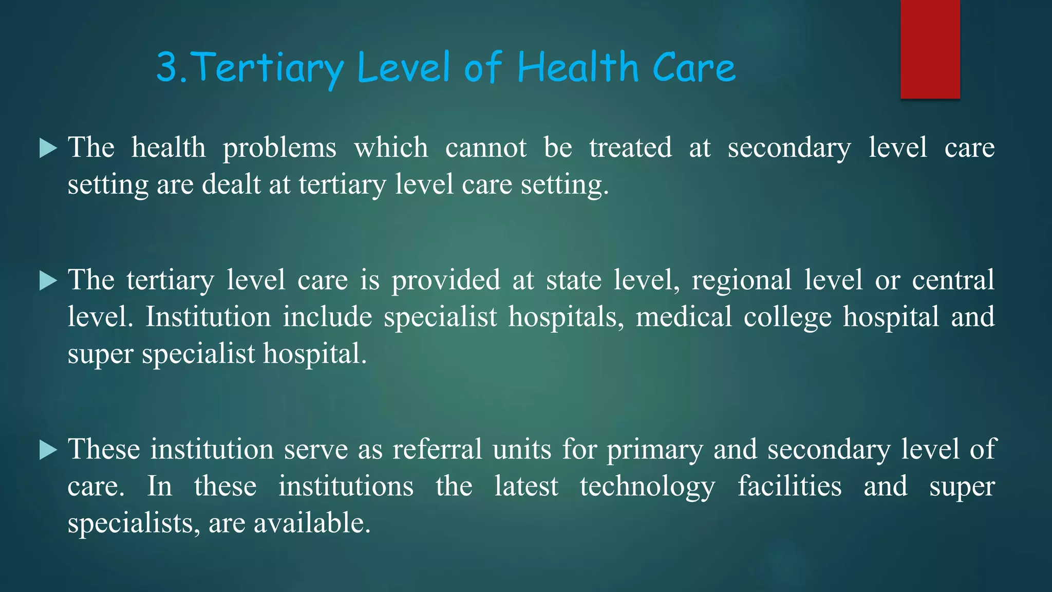 Levels of health care and health care settings | PPTX