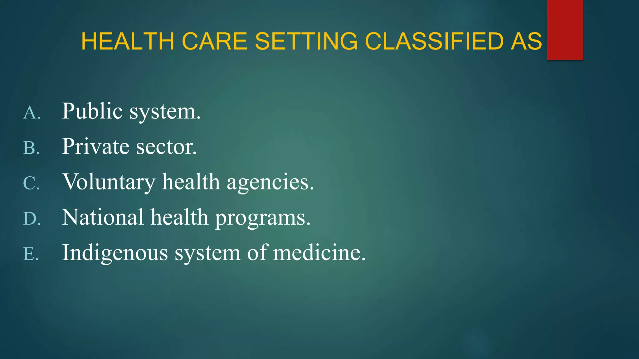 Levels of health care and health care settings | PPTX