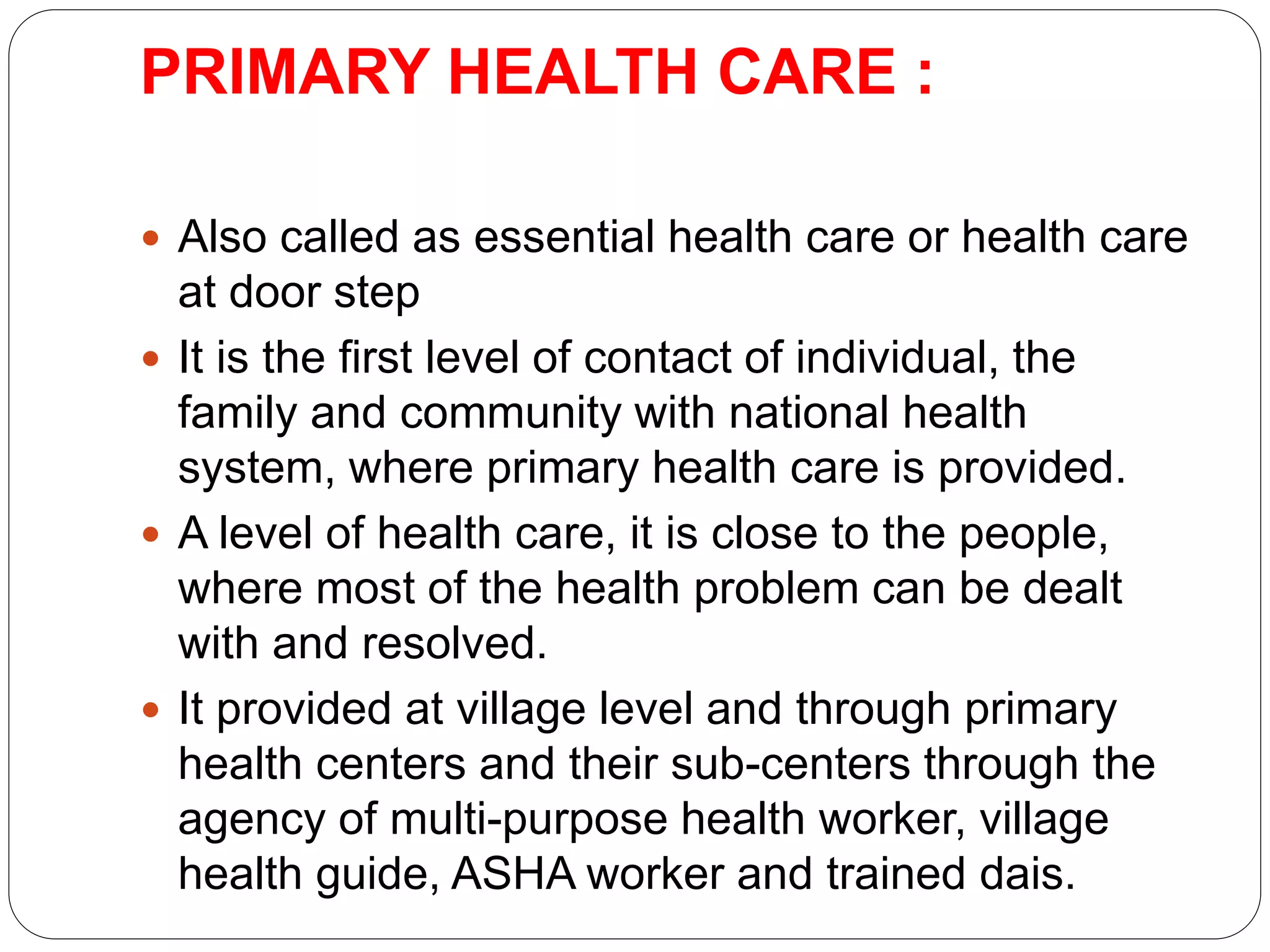 Levels of health care ppt | PPTX
