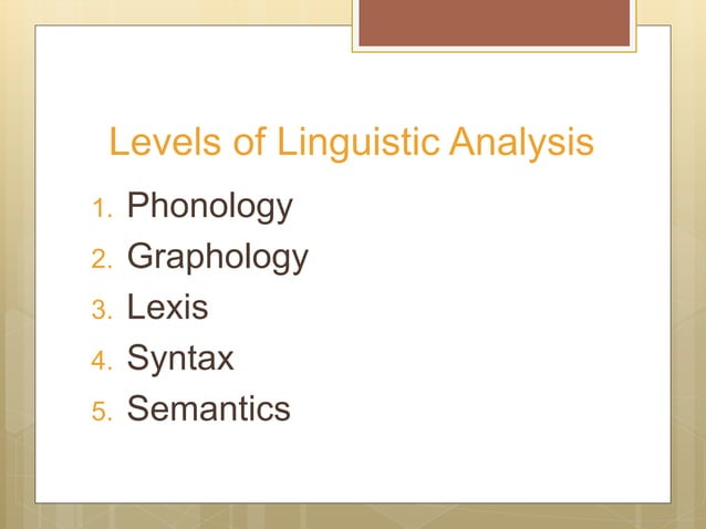 Levels of Linguistic Analysis.pptx | Technology & Computing