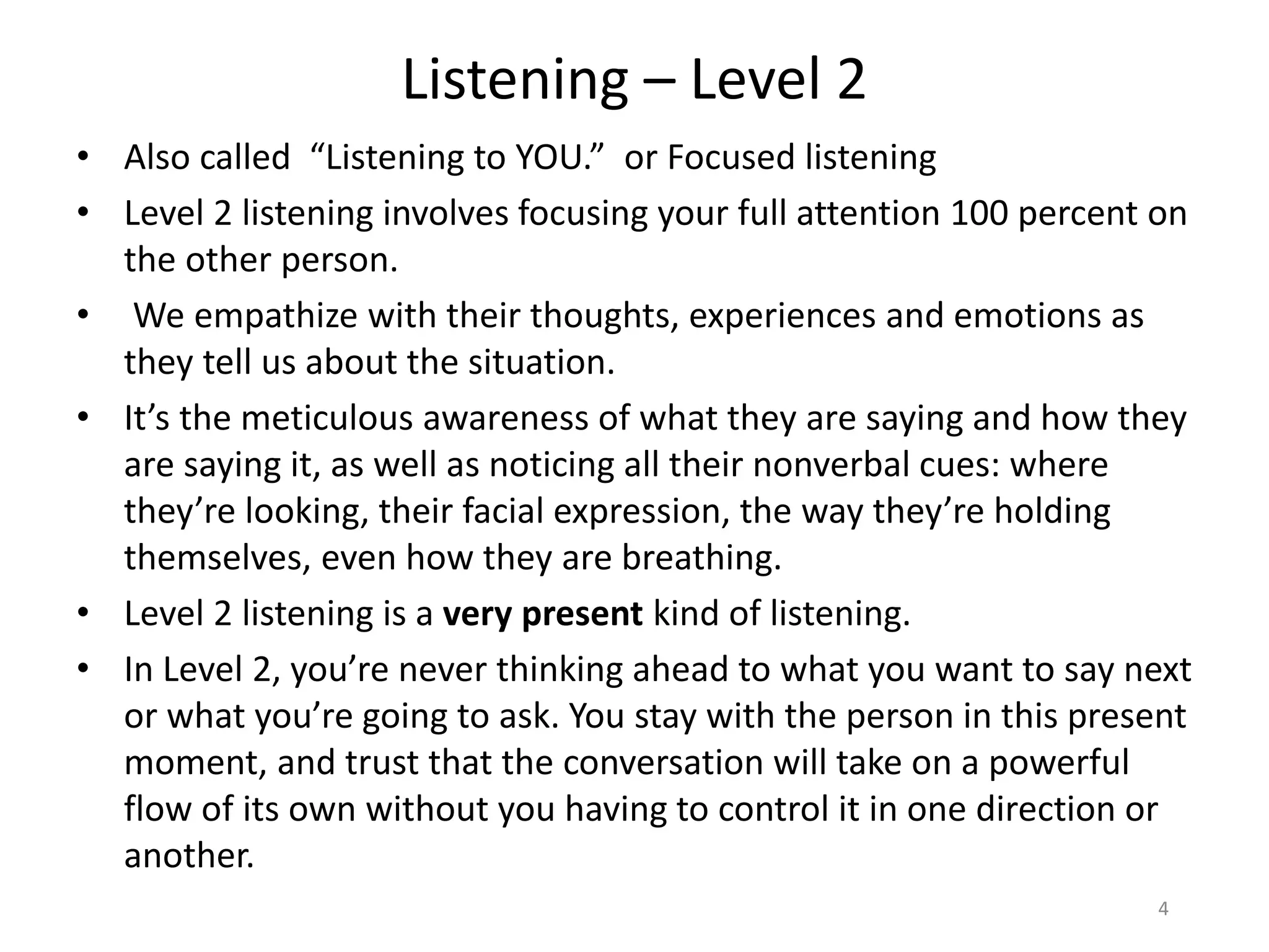 Levels of listening and managing conflicts | PPT
