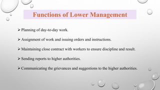Levels of Management and Their Functions | PPTX