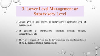 Levels of Management and Their Functions | PPTX