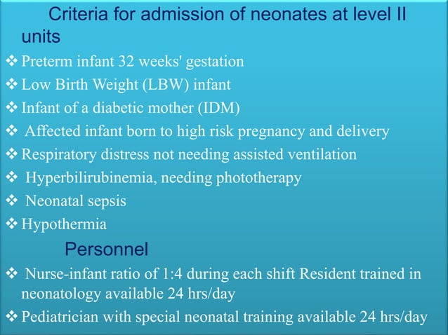 Levels of neonatal care | PPTX