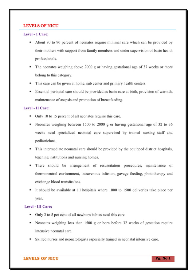 Levels of NICU | PDF