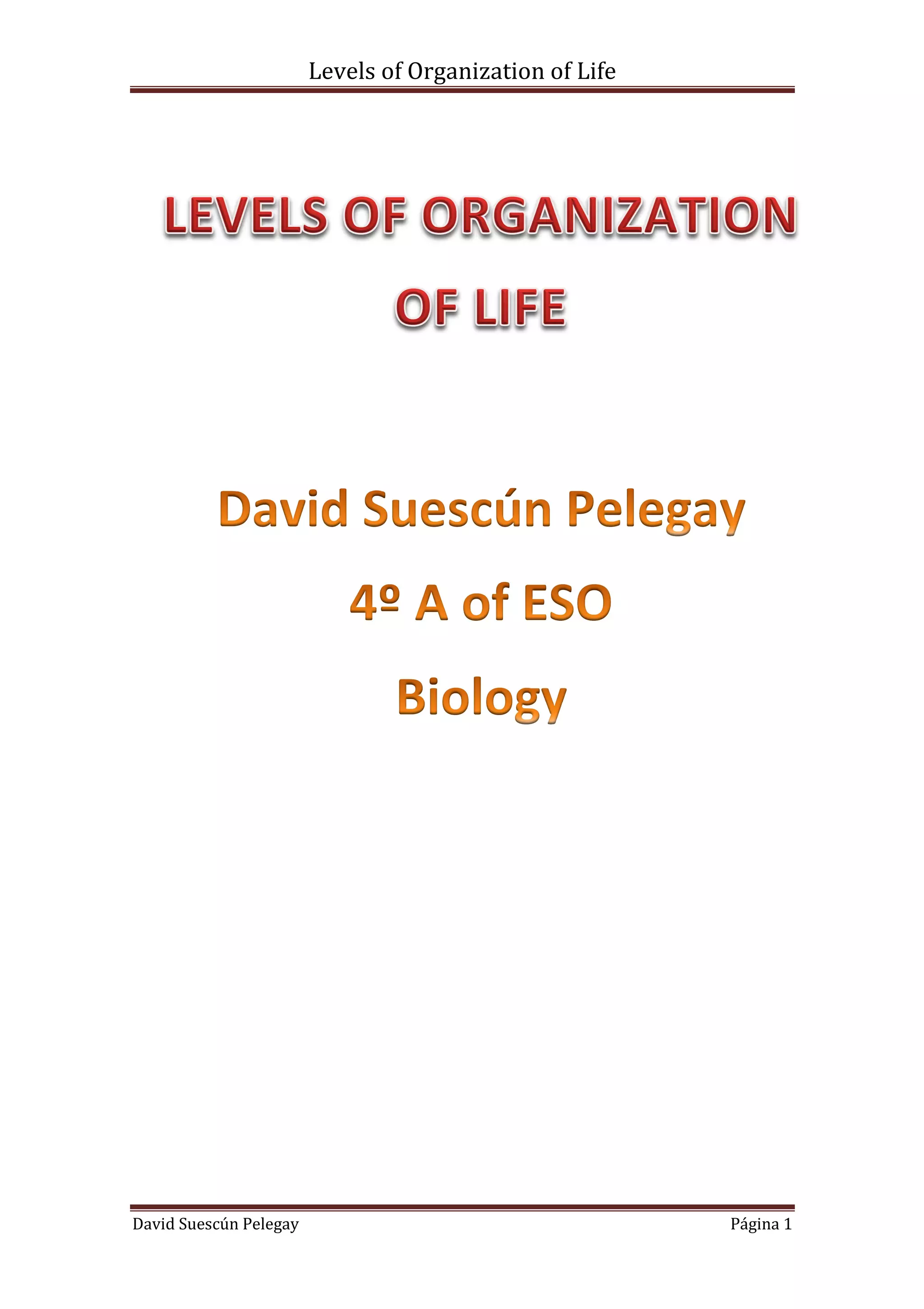 Levels of organization of life | PDF