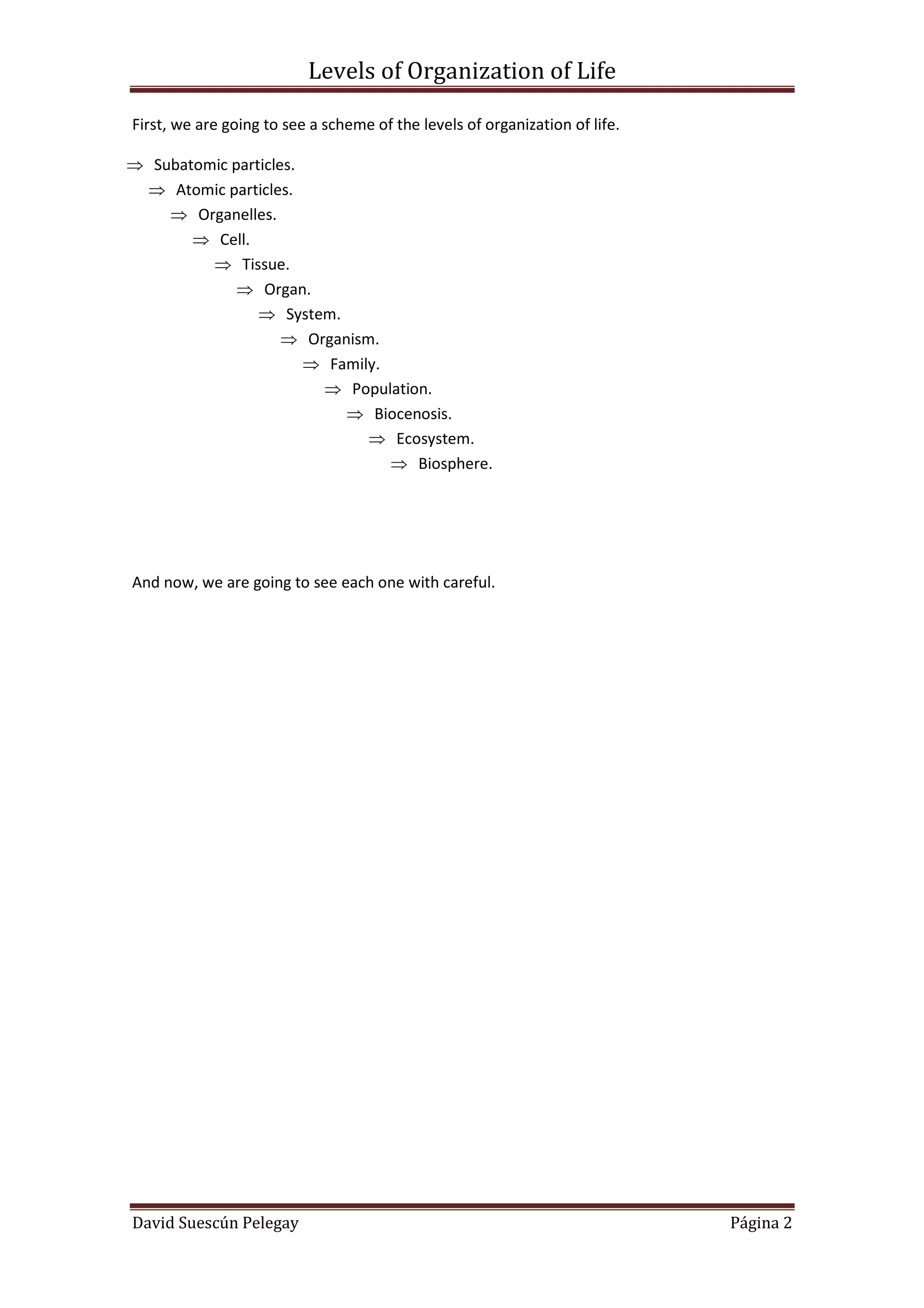 Levels of organization of life | PDF