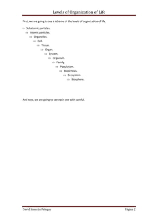 Levels of organization of life | PDF