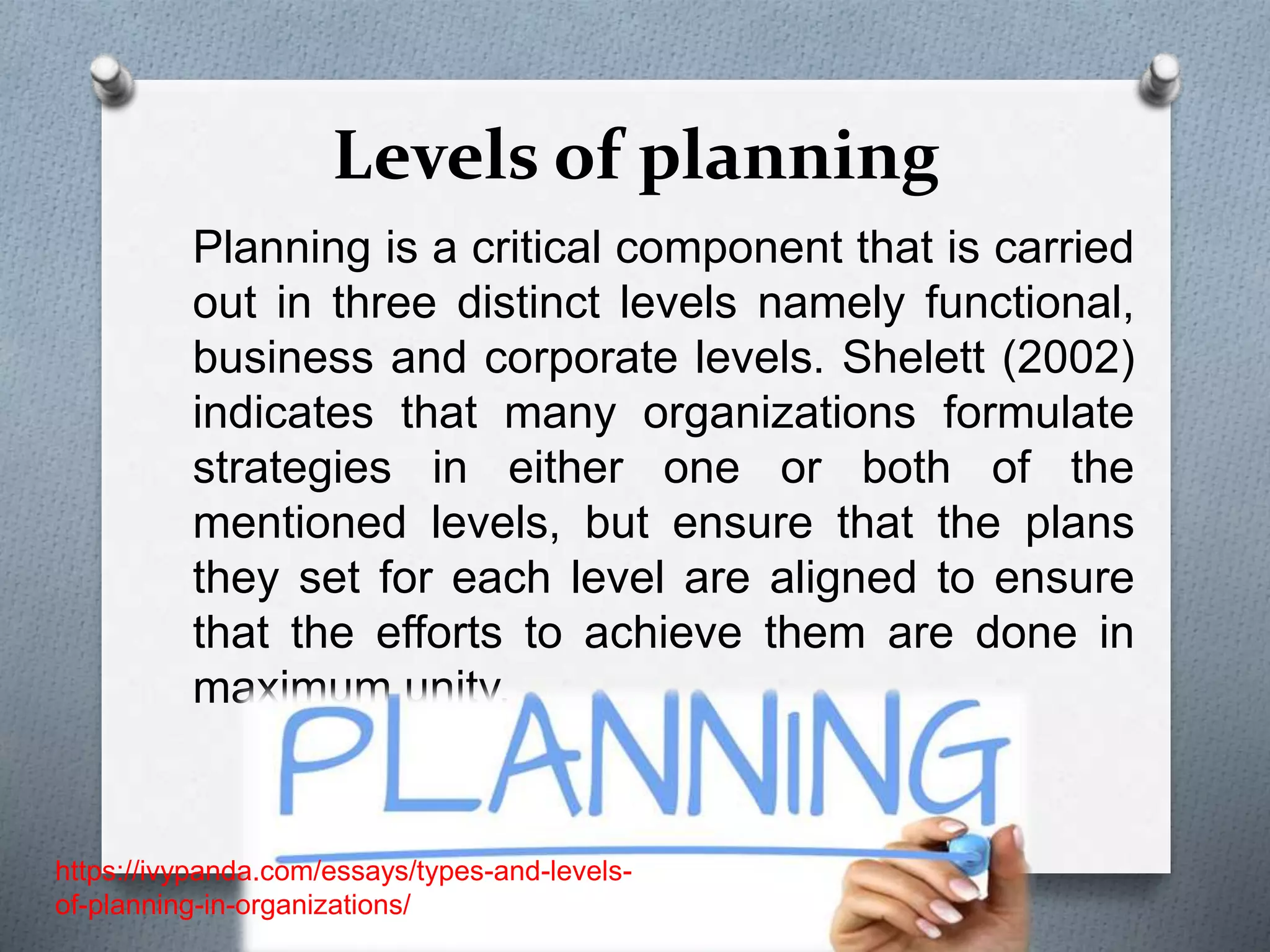 Levels of planning report | PPTX | Business | Business and Finance