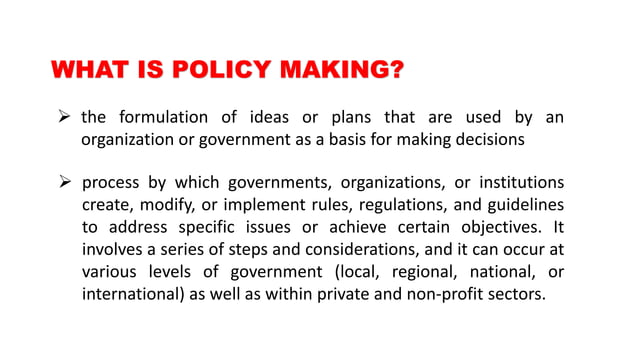 LEVELS OF POLICY MAKING.pptx | Political Issues & policy | Politics