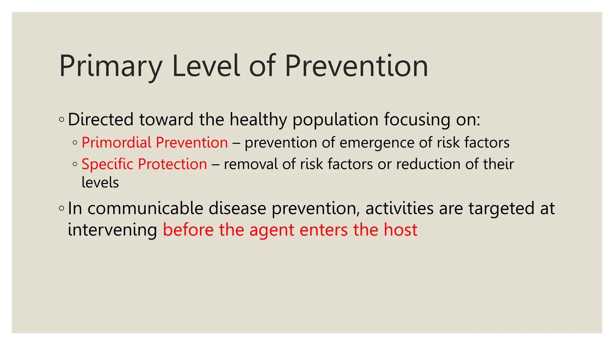 Levels of Prevention for Health Care and Nursing | PPTX