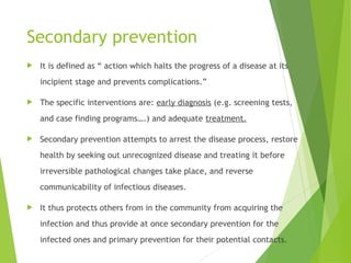 LEVELS OF PREVENTION and modes of Intervention | PPT