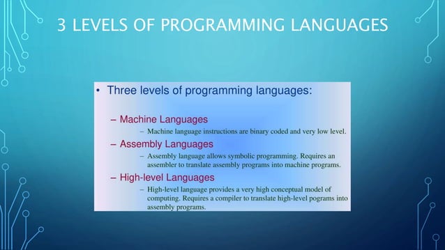 Levels of programming languages | PPTX | Programming Languages | Computing