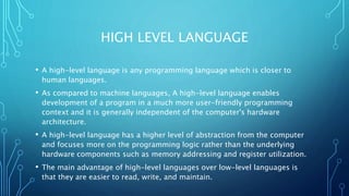 Levels of programming languages | PPTX
