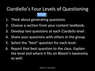 Levels of questioning | PPT | Educational Assessment | Education