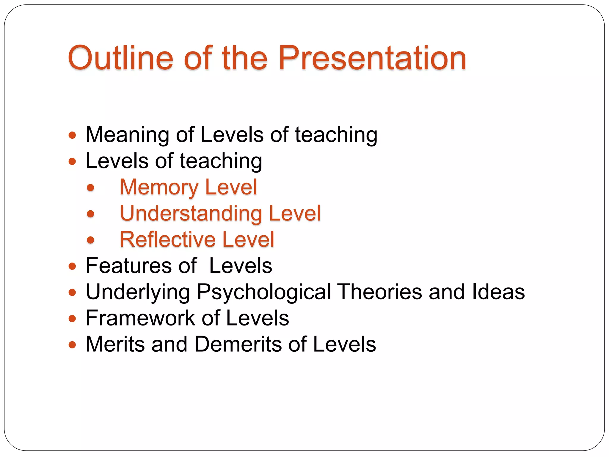 Levels of teaching | PPTX