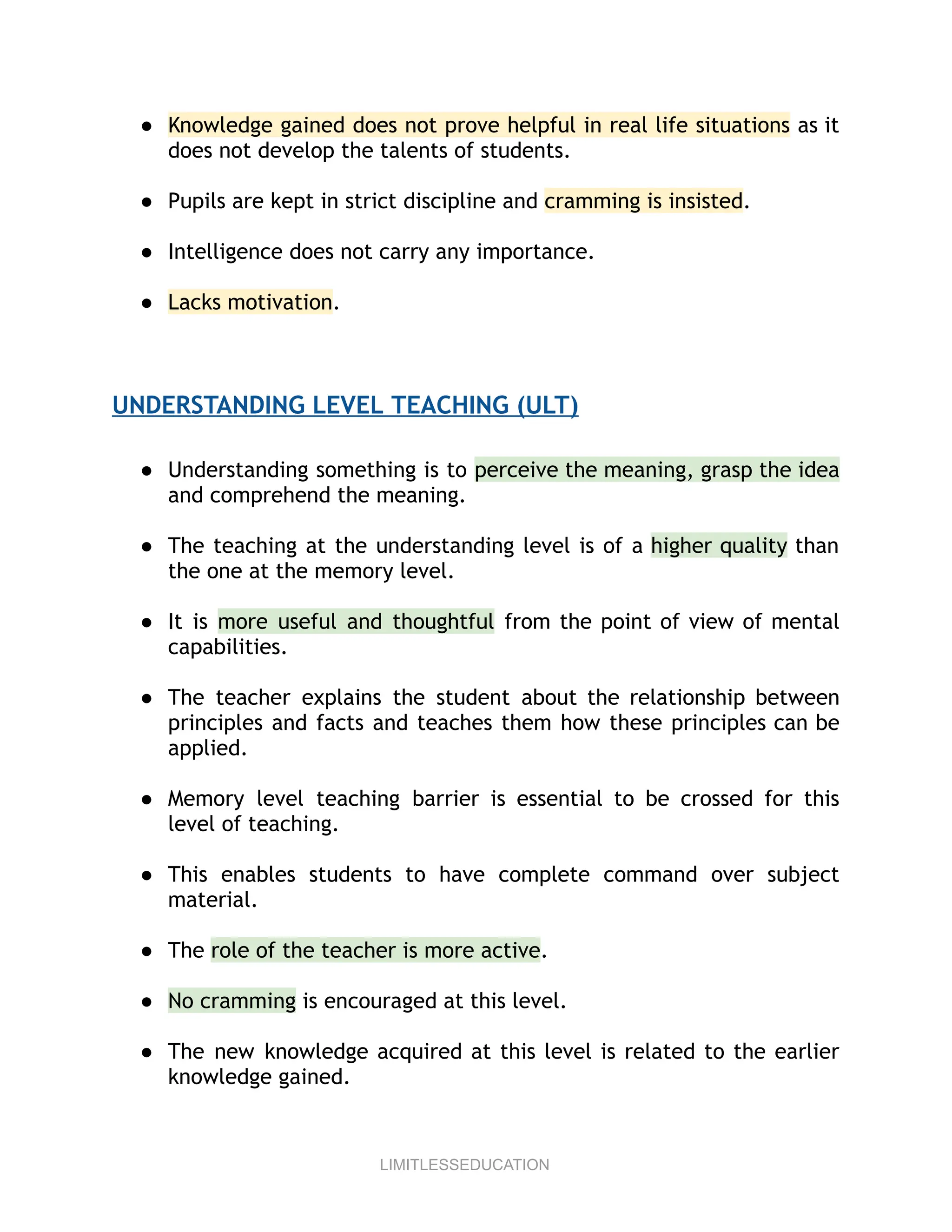 Levels of Teaching - Memory , Understanding, Reflective.pdf