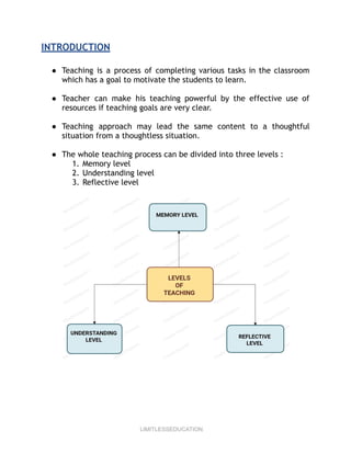 Levels of Teaching - Memory , Understanding, Reflective.pdf