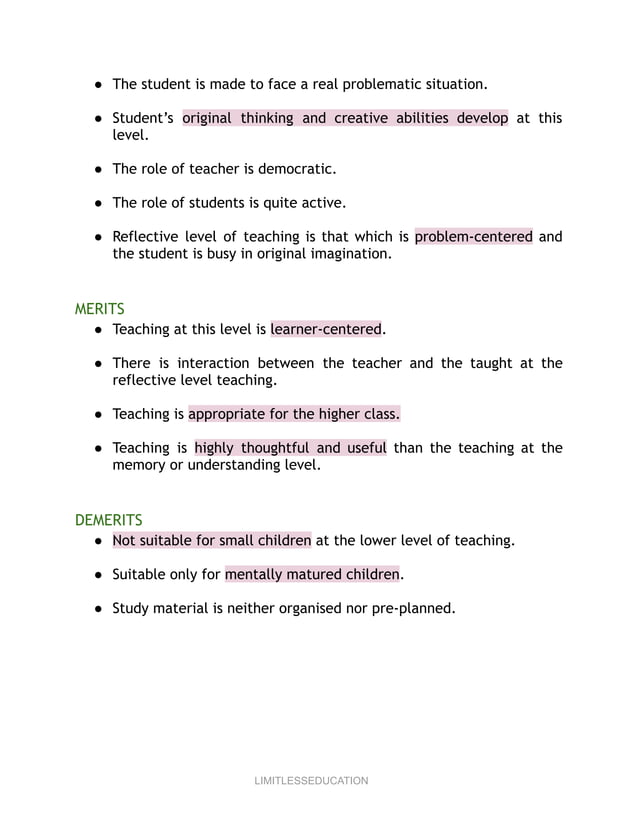 Levels of Teaching - Memory , Understanding, Reflective.pdf
