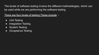 Levels of Testing | PPTX