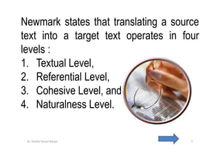 Levels of translating, presented by dr. shadia yousef banjar | PDF