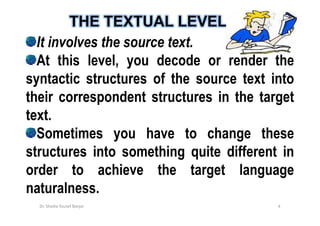 Levels of translating, presented by dr. shadia yousef banjar | PDF