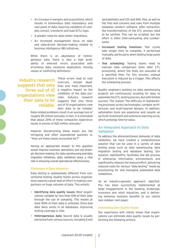 Leveraging Automated Data Validation To Reduce Software Development Timelines And Enhance Test Leveraging Automated Data Validation To Reduce Software Development Timelines And Enhance Test