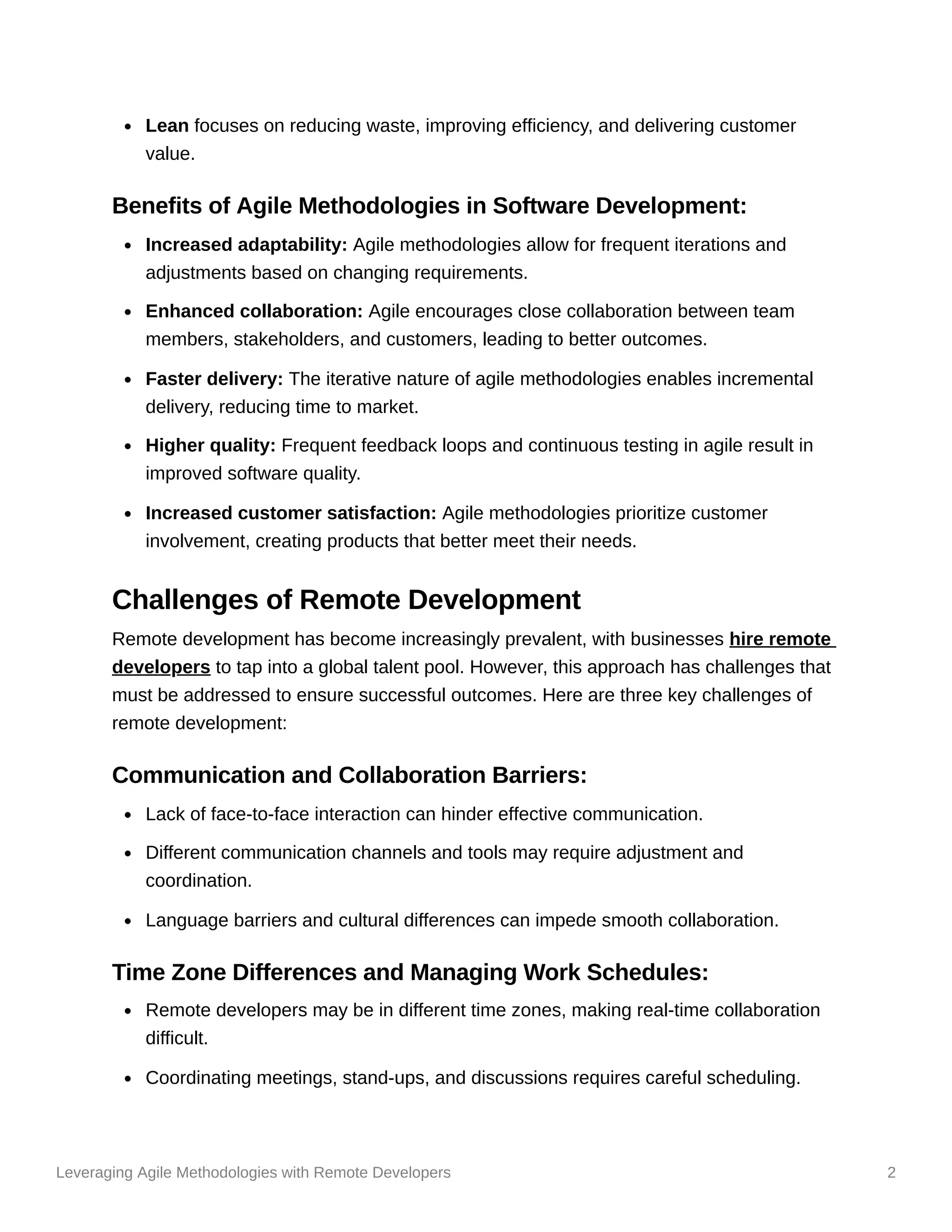 Leveraging Agile Methodologies with Remote Developers | PDF Leveraging Agile Methodologies with Remote Developers | PDF