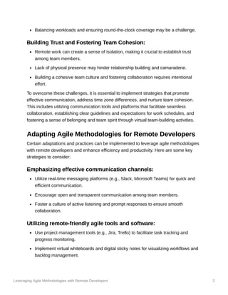 Leveraging Agile Methodologies with Remote Developers | PDF