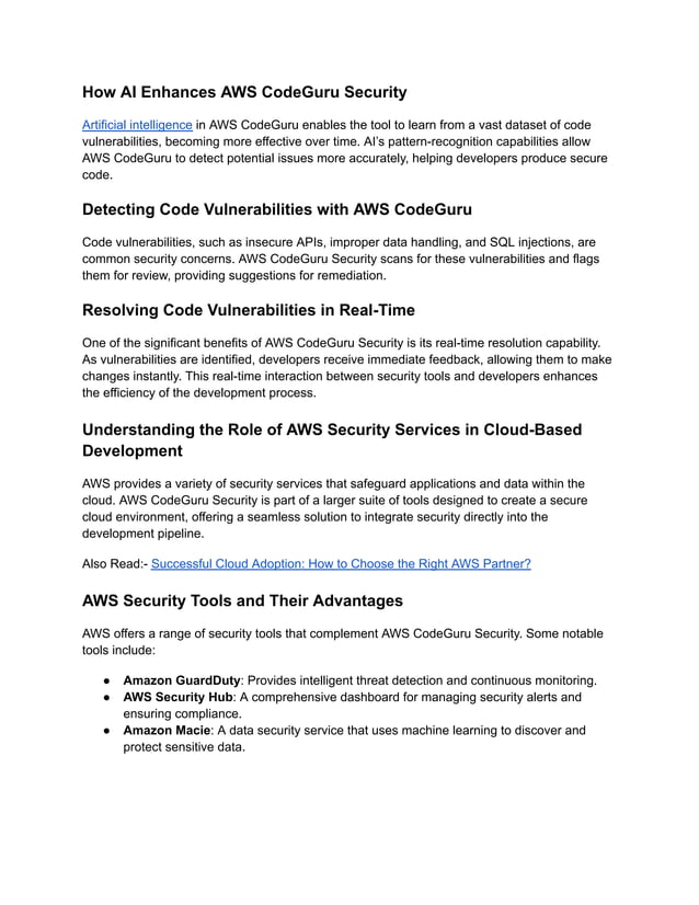 Leveraging Ai Powered Aws Codeguru Security To Detect And Resolve Code Vulnerabilitiespdf